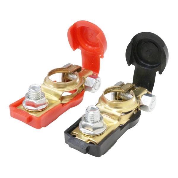 【 D端子用 バッテリーターミナル プラス/マイナス 2個 セット ボルト式 】バッテリーターミナルの破損や劣化時の交換用に！バッテリー端子（＋）接続内径：約17〜19mmバッテリー端子（−）接続内径：約16〜18mmケーブル端子Φ8mm〜...