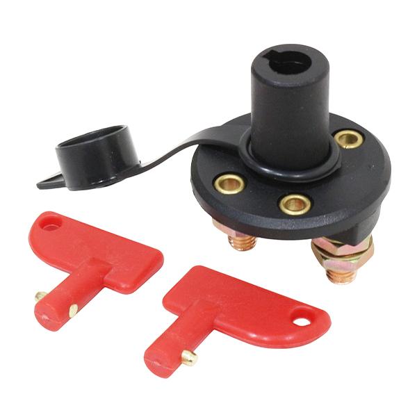 【 カットオフスイッチ 12V 2極 1個 】レーシングカーにも採用されている大容量タイプで安心！長期間乗らない車両のバッテリー上がり防止や、レース車両のキルスイッチとしてお勧めです。赤色のキーを90度回すことにより、回路を遮断することがで...