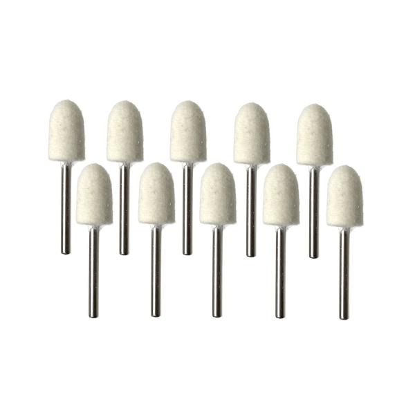 電動ルーター用研磨バフ 10個セットバフ部直径：10mm 砲弾型 ウール軸部直径：3mm様々な素材の磨き上げ作業に御使用頂けます。バフ部と軸は接着剤により固定されております。軸部に乾燥した接着剤が付着している場合がございますが、ご使用上は問...