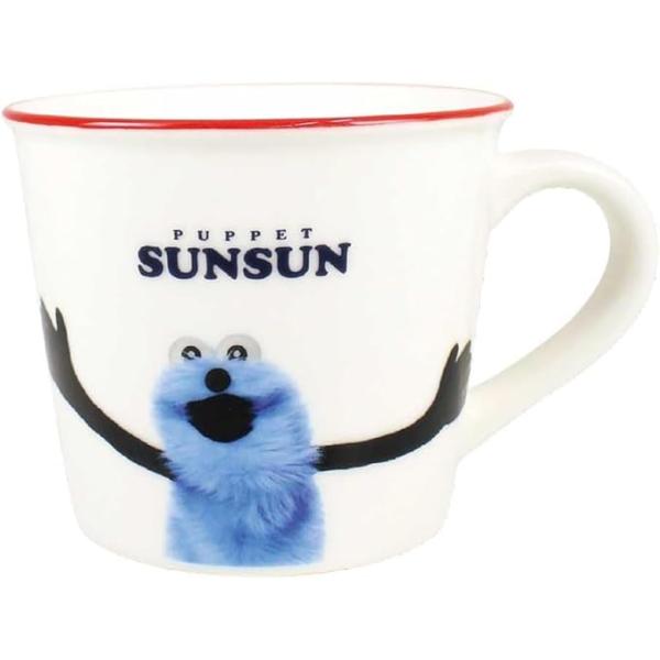 「パペットスンスン」のマグカップ。飲み口が広がっていて、飲みやすく、洗いやすい！内側や底面にもデザインが入ったマグカップです。容量：約200mlサイズ：約H77×φ90mm材質：陶磁器原産国：中国かわいい カワイイ 可愛い インテリア雑貨 ...