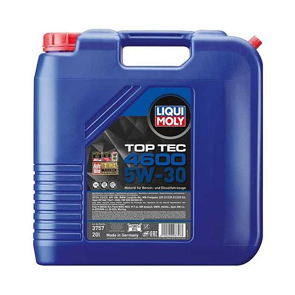 LIQUI MOLY（リキモリ）  【4100420037573】 3757 トップテック4600 5W30 20Lガソリンおよびディーゼルエンジン用の最新のエンジンオイル。ディーゼルパティキュレートフィルター（DPF）およびターボチャージ...