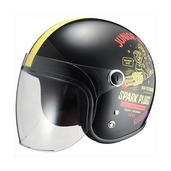 RIDEZ　ライズ  【4527625099579】 RIDEZ Jr SPARK PLUGS BK/IV 53-54cm 子ども用バイクヘルメット ブラック/アイボリーKnuckle Head別注モデルRIDEZ Jrからナックルヘッド別...