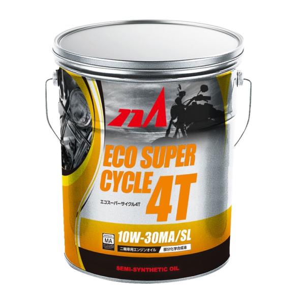 【エヌエー】 【300913000048】二輪4スト用 ECO SUPERCYCLE（エコスーパーサイクル） 4T　10W-30 20L　MA SL 部分合成油 ペール缶JASO規格　2016年改定の最新規格に適合した二輪4サイクル車用エン...