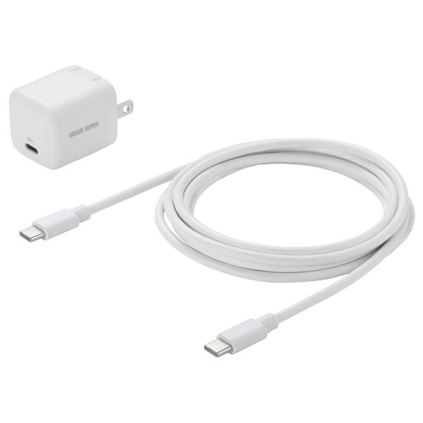 【お取り寄せ商品(納期は別途回答)】モバイル・電子辞書サンワサプライUSBキューブ型AC充電器(TypeCケーブル付)サブコード:ACAPD113SETW