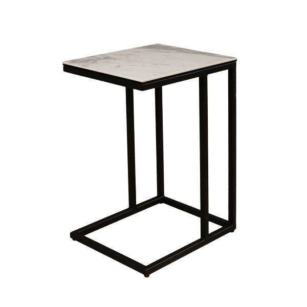 筑波産商 グラナダ サイドテーブル セラミック天板 強化ガラス ホワイトクオーツ 高さ55センチ【軒先渡し】サイドテーブル セラミックテーブル リビングテーブル Granadaシリーズ 白