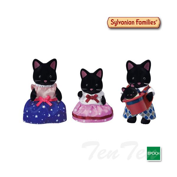 【 即納品 】(即納品のみ同梱可。)シルバニアファミリーほしぞらネコファミリー黒い毛並みがきれいな、ほしぞらネコファミリーのお人形です。お父さん、お母さん、女の子、赤ちゃんの4体セットです。お人形の頭や手足を動かして、ポーズをとることができ...