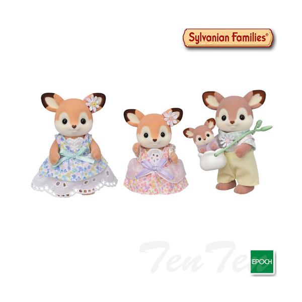 【 即納品 】(即納品のみ同梱可)お花モチーフのお洋服がお似合いの、大きな耳がかわいいシカファミリーです。 お父さん、お母さん、女の子、小さい赤ちゃんと、抱っこひものセットです。お人形によって 、色や耳のもようがちがうよ♪すずらんの抱っこひ...