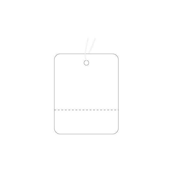 ＜仕様＞●品番：18-132●品名：提札　白無地　小　ミシン目入●包装形態：500枚箱入●サイズ：縦40mm×横32mm、紐-長さ約80mm●材質：アイボリー紙(372g/m2)●細たこ糸使用　●ミシン目入【ササガワ】