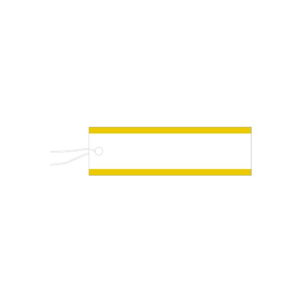 ＜仕様＞●品番：18-1943●品名：提札　長型　ゴールド●包装形態：500枚箱入●サイズ：縦15mm×横50mm、紐-長さ約80mm●材質：アイボリー紙（420g/m2）●人絹糸(白)使用●金箔押印刷●片面柄(印刷)【ササガワ】