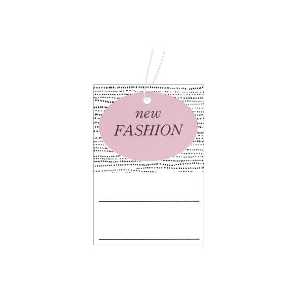 ＜仕様＞●品番：18-3679●品名：提札　四角型　高級　new FASHION●包装形態：500枚箱入●サイズ：縦51mm×横35mm、紐-長さ約90mm●材質：コートアイボリー紙（360g/m2）●人絹糸(白)使用●片面柄(印刷)【ササガワ】