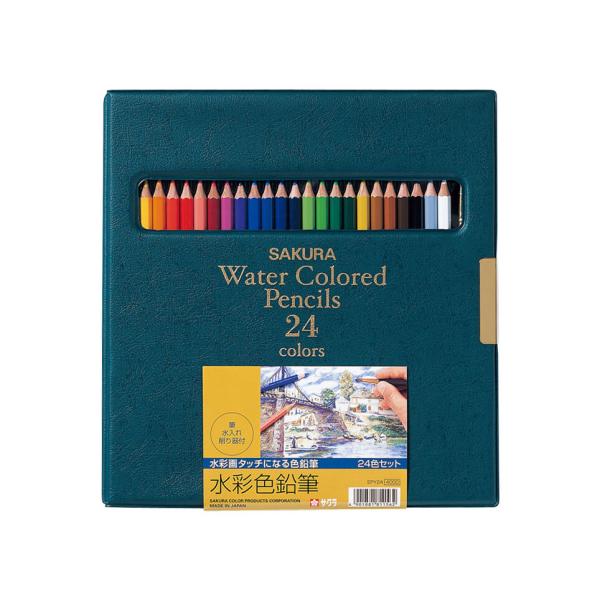 ●水で溶かすと水彩画のタッチになる色鉛筆です。●色鉛筆の繊細な描写や混色効果、水彩画の着色表現などが同時に楽しめます。●野外スケッチにも必要な筆・水入れ・削り器が入って携帯に便利です。＜仕様＞●商品名：水彩色鉛筆24色●商品サイズ：235×...