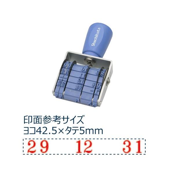 ●規格：3号・欧文トビ日付 ●商品サイズ：(mm)55.6×28.5×98.1※ベルト内容は予告なしに変更になる場合があります。※印字見本は原寸ではありません。＜特長＞■握りやすい。捺しやすい。見やすい回転ゴム印。■エラストマー素材のグリッ...