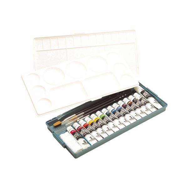 描きやすく、あざやかな発色のポスターカラー学校などで使いやすいチューブ入りセットパレットと筆付き●ベルベットのようなマットな仕上がり●伸びやかな描き味でムラになりにくい＜仕様＞●13色（14本）※11mlホワイト1本、20mlホワイト1本が...