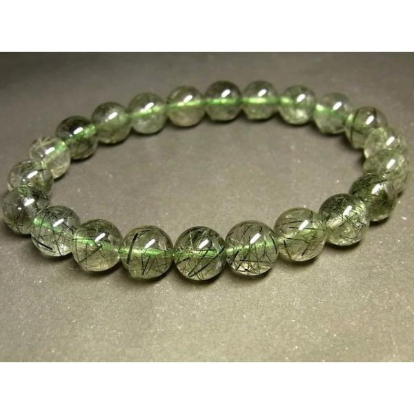 パワーストーン 天然石 ルチルクォーツ グリーンルチルクォーツ 緑針水晶 ブレスレット 送料無料★天然石名称グリーンルチルクォーツ/緑針水晶★原石産地：ブラジル★サイズ玉直径約8.5〜9ｍｍ 腕回り約16.2ｃｍ 重さ約20ｇ★商品状態：天...