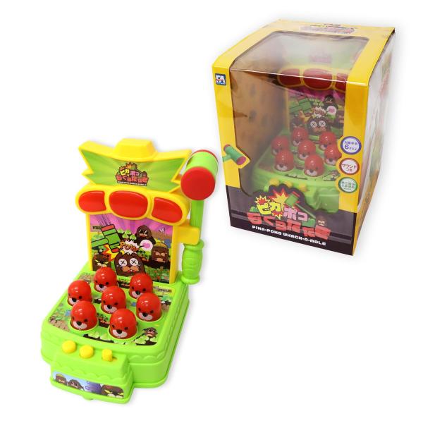 ●本体サイズ：10.5×15.5×14.0cm●ディスプレイボックスサイズ：13.0×17.5×15.5cm●重量：154g●パッケージタイプ：ボックス入り●製品素材：PP、TPR●生産地：中国光るモグラをたたこう！卓上サイズの楽しいモグラ...