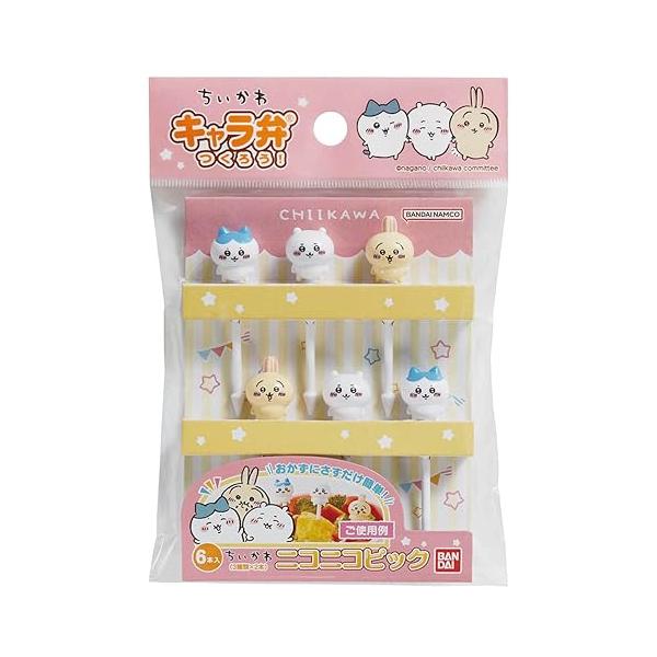 ニコニコピック 6本入ホワイト/ちいかわ/H5.6×W1.4×D1.3cm、他2種も同等/2689332・Style:ニコニコピック 6本入・パッケージ個数:1・サイズ：ちいかわ＝約55.8×14×13mm、ハチワレ＝約56.5×14×13...
