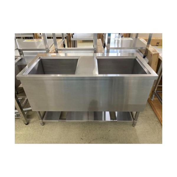 商品名：アイスビン二槽シンク 寸法：W1300×D600×H800 保証期間：なし ランク：B 特記事項：ゴミ受付排水器と栓は付いていません。  販売店：テンポス春日井店（愛知県春日井市）からの配送です。