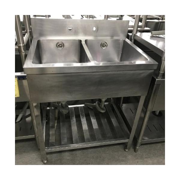 商品名：二槽シンク 寸法：W800×D600×H900 保証期間：なし ランク：B 特記事項：キズ、汚れ、穴有り。バックガード60×150  販売店：テンポス京都店（京都府京都市）からの配送です。