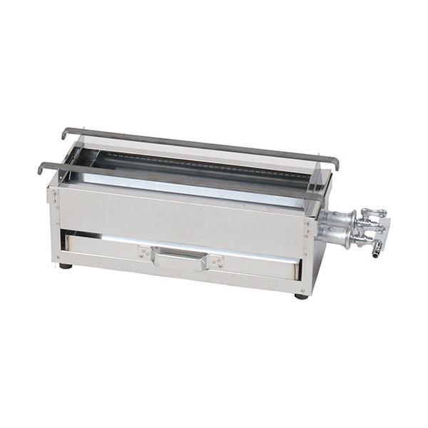 商品名：ガス焼鳥コンロ ガス焼き台 2本バーナー 39cmメーカー：照姫型式：TG-239外形寸法：幅390×奥行140×高さ145(mm)内径寸法：幅360×奥行110×高さ45(mm)ガス消費量(kW/h)：　LP：3.36　都市ガス ...