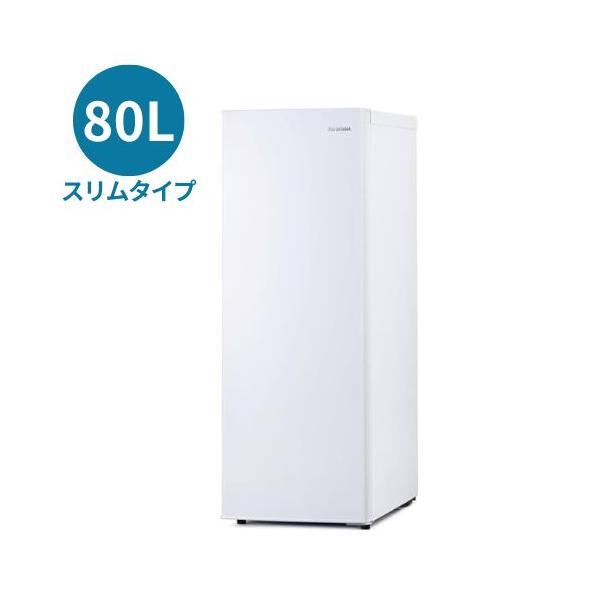 ■商品説明■商品名：スリム冷凍庫 80Lメーカー：アイリスオーヤマ型式：IUSN-8A-Wお届け数：1重量：約29kg定格内容積：80L電源：AC100V(50/60Hz)消費電力：電動機:80/82W、電熱装置:105W