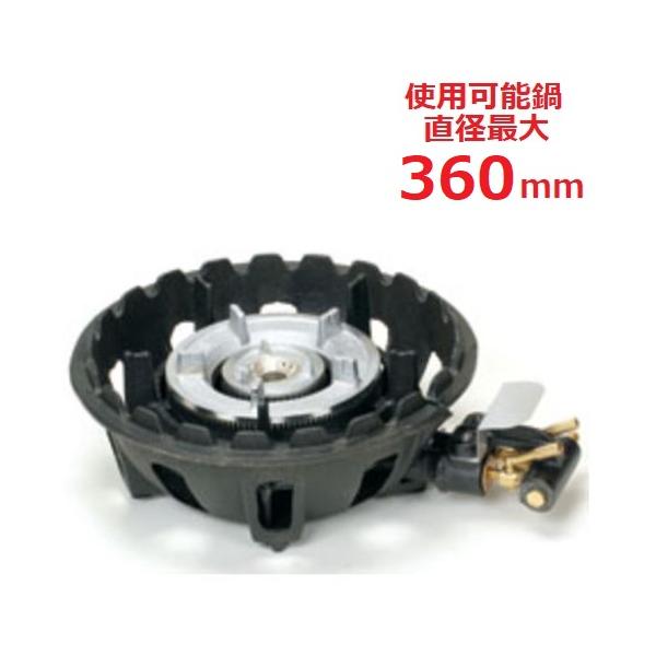 商品名：ガスバーナー 卓上型 二重 羽根付 種火無 鋳物コンロ 9,600kcal/hメーカー：タチバナ製作所型式：TS-218お届け数（合計）：1 外形寸法(セット)：全長415×直径330×高さ140(mm)外形寸法(バーナー)：全長3...