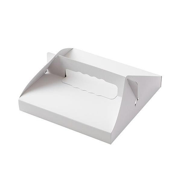 手提付トップオープン式ピザケース。白地だからシール、スタンプなどでオリジナルデザインに！4サイズ展開、柄付きもあります。こちらの商品は9インチに相当する大きさで、4サイズの中で2番目に小さいサイズです。箔押し・名入れもOKです。● 寸 法:...