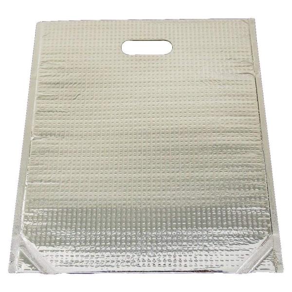 タイプ(形):角底折込袋外寸サイズ(横×縦+[底マチ]):330×345+[130]mm内寸サイズ(横×縦+[底マチ]):185×345+[130](テープ下260)mm入数:50枚仕様:持ち手穴・両面テープ付・底板付保冷バッグ 保冷袋【特...