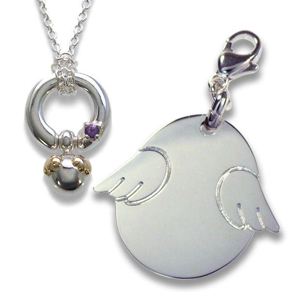 生まれたばかりの【天使の卵】。誕生の喜びを形にしました。 文字を入れられるプレートとのセットです。ネックレス＆プレート　ベビーリング　ペンダント　誕生石 出産祝 ギフト　天使の卵　Angel Baby　 天使402＆482