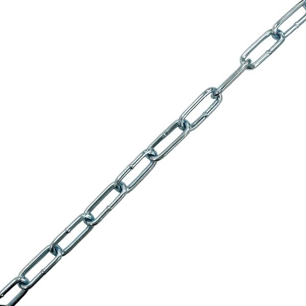 リンクチェーン（汎用チェーン）ですので「玉掛け」「牽引」作業を目的とした吊り具には使用しないで下さい。線径およびピッチは商品により若干の差があります。ロット数：３０ｍ／袋サイズ：線径：４ｍｍ　内寸法：３２×８ｍｍ素材・材質：鉄製ユニクロメッ...