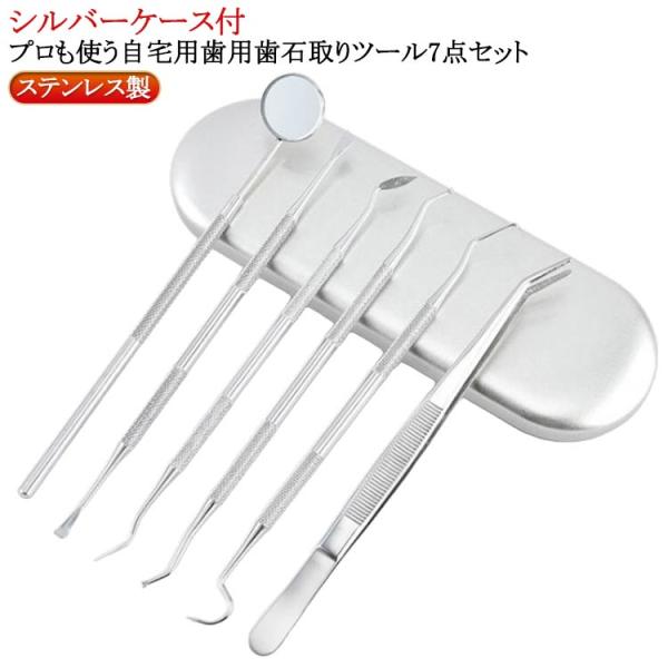 長さ：16.5-17cm セット内容：歯用ミラー、鎌形ツールｘ3、鍬型ツール、ピンセット、ケース    ※実寸はメジャー採寸の為、若干の誤差が生じる場合があります。