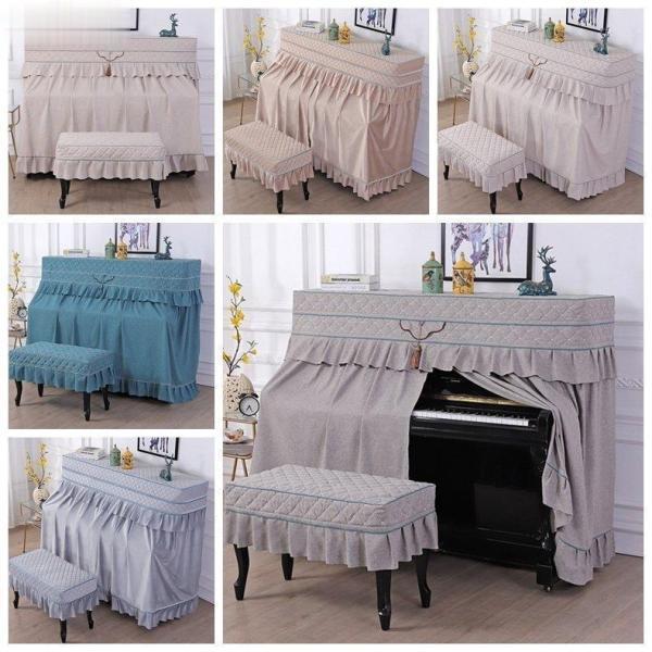商品説明：上品なシャンパンブルーの色味のピアノカバーです。高級感溢れるヨーロピアンスタイルでお部屋を優雅に華やかに演出してくれます。大切なピアノをほこりから守ります。クラシカルな趣きのファブリックとなっております。カラー：写真通り素材：布地...