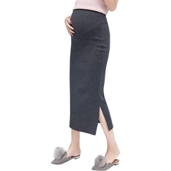 スカート マタニティウエア 妊婦さん マタニティ タイトスカート 妊婦服 マタニティスカート スリット ペンシルスカート ボトムス 妊娠 大きいサイズ ニット ◆素材：ポリエステル　コットン◆セット内容：スカート◆伸縮性：若干あり　透明度：...