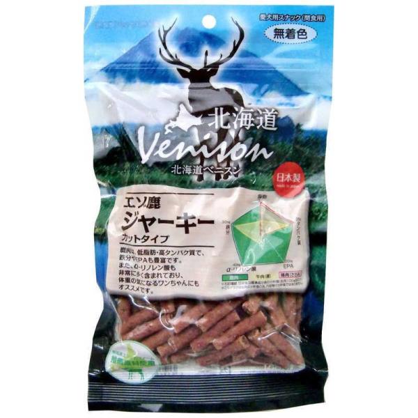 ・北海道産の上質なエゾ鹿肉をたっぷり使用したジャーキー。・小型犬や老犬も食べやすいカットタイプ。・鹿肉は低アレルギーとして注目の食材。・牛肉や鶏肉などのアレルギーに悩んでいるワンちゃんにオススメです。 原材料蝦夷鹿肉、小麦粉、大豆たん白、小...
