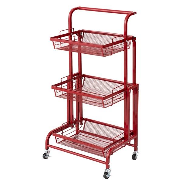【商品名】 マルチワゴン ROBUST(レッド) キッチンワゴン ラック 収納 多肉棚 収納 スリム キャスター付 DIY オシャレ スライド NK-380 【ジャンル・特徴】 マルチワゴン ROBUST キャスター 移動楽々 リビング ダ...