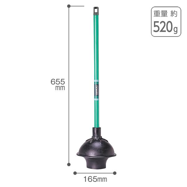 洋式カップ 165φトイレ・流し台・風呂場など、水廻りのふまりにそなえておけば安心です。サイズ 全長：約655mm、カップ直径：直径165mm重量 約520g材質 頭：合成ゴム、柄：直径22.2mmスチールパイプにポリエチレン接着被膜JAN...