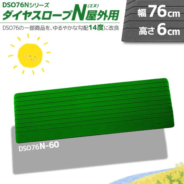 屋外での段差解消、玄関口などの段差解消に。歩く人も、車椅子を押してもらって出入りする人も、安心な角度設計です。・DSO76の高さ5.5・6.0・6.5cmと7.5・8.0・8.5cmを勾配14度に改良しました。・玄関などの段差に合わせて置く...