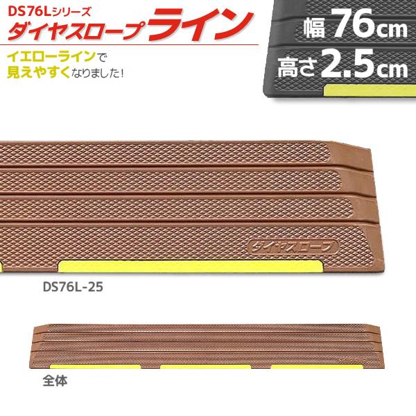 ●ダイヤスロープ室内用（DS76）に新たにイエローラインをつけて分かりやすくしました。　うす暗い場所でも「見えやすく」安心です！●段差部での転倒防止・つまづき防止・車いすの走行などに。●部屋の段差をなくす、減らす。●ゴム製スロープはクッショ...