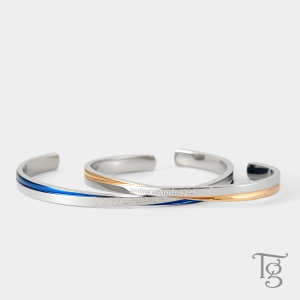 ペアバングル 刻印無料 サージカルステンレス316L 金属アレルギー対応 ペアブレスレット つけっぱなし ブルーカラー ローズゴールドカラー ペアアクセサリー ペア バングル ブレスレット  ランキング ギフト プレゼント 誕生日 記念日 ...