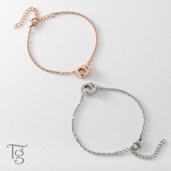 ペアブレスレット つけっぱなし 刻印 ステンレス 金属アレルギー カップル 夫婦 ダイヤモンド ローマ数字 サージカルステンレス 大人 シンプル インターロッキング インフィニティ 無限 2本セット テラグラティア Terra-gratia...