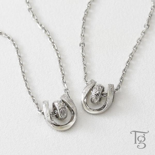 ハワイアンジュエリー ペアネックレス ステンレス 安い 学生 大人 シンプル 金属アレルギー対応 つけっぱなし ホースシュー 馬蹄 ハワイアン ハワジュ サージカルステンレス 2本セット【スティールシルバーカラー＆スティールシルバーカラー】...