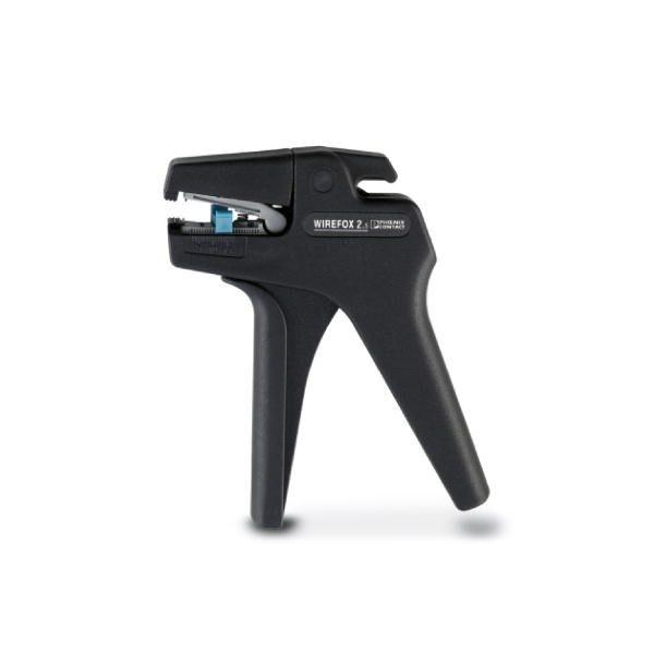 線剥き長のリミットストップを柔軟に調整実用的なワイヤーカッターを組込みケーブルストリッパWIREFOX2.5には幅広い絶縁タイプとケーブル径を自動調整するメカニズムがありますPHOENIX CONTACT製