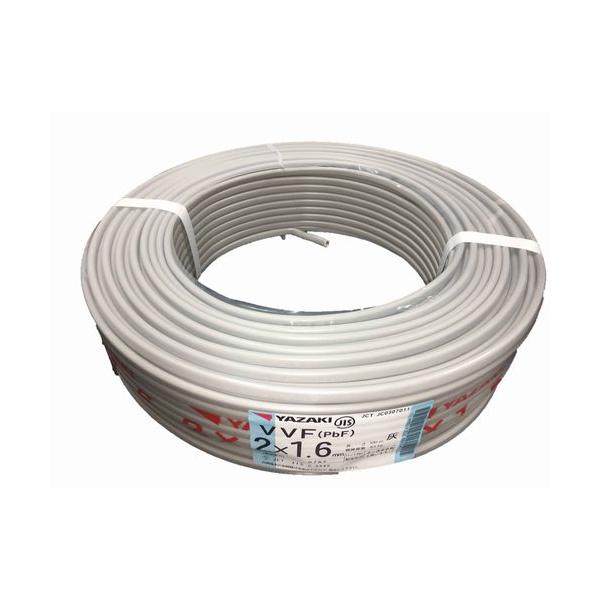 600V　ビニル絶縁ビニルシースケーブル　VVF2X1.6平形構造であるため、壁や柱等に密着しやすく施工が容易な屋内用低圧電線です。