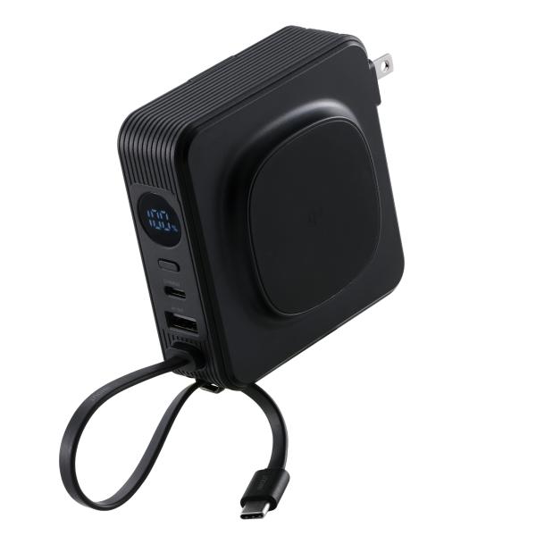 エレコム公式店【商品について】■AC充電器一体型の4in1：AC充電器・一体型USB-Cケーブル・Qi2ワイヤレス充電・充電ポートを1台に集約。旅行や出張に活躍■Qi2ワイヤレス最大15W：Qi2対応スマホにマグネット装着し、バッテリー使用...