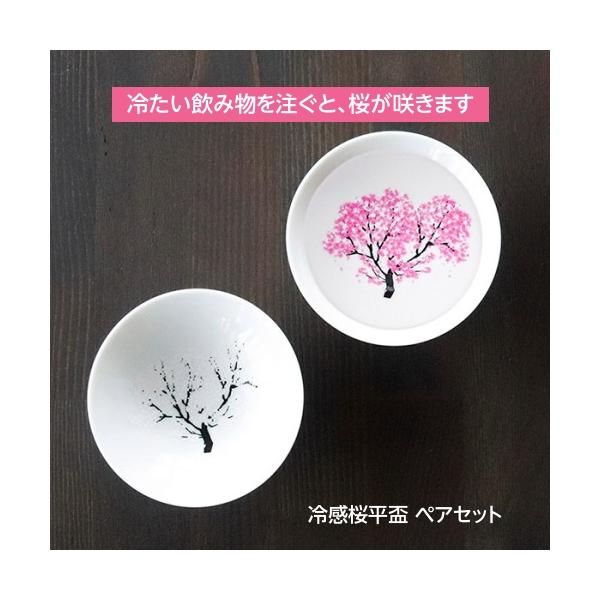 平盃が17℃以下になると絵柄が色付き、常温になると元に戻ります。