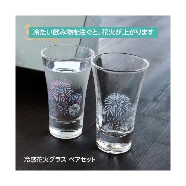 グラスが17℃以下になると絵柄が色付き、常温になると元に戻ります。