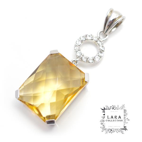 品番 de-01-la-64商品名 シトリン・ジルコニアデザインシルバーペンダントトップサイズ 約38x14mm(バチカン含む)、シトリン約17ｘ13mm　バチカン内径約6x4mm使用素材 シトリン、ジルコニア、シルバー925(ロジウムコー...