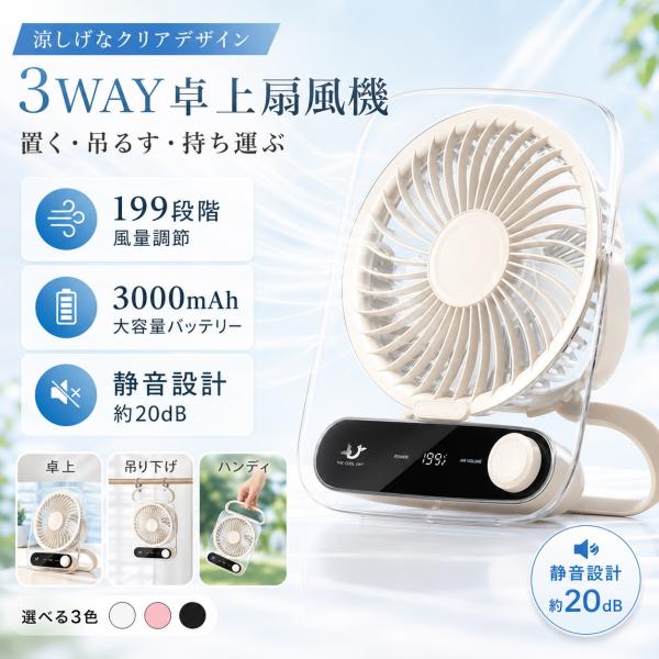 【発売日：2026年05月17日】【商品説明】透明感のあるデザインが目を引く、2026新款の卓上ミニ扇風機です。デスクやベッドサイドに置きやすい薄型サイズで、オフィス、寝室、キッチン、洗面所、アウトドアなど幅広い場所で使えます。暑い季節の作...