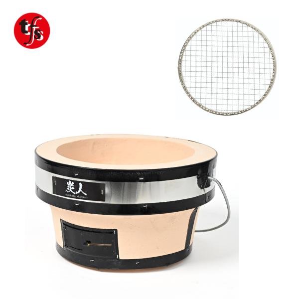 製品型番  トータルフーズシステム製品サイズ  直径26.7cm 高さ約15 cm　重量5.7kg色 ベージュ系材質  珪藻土付属品  ステンレス製火皿15cm丸網平28cm3枚とのセット売り