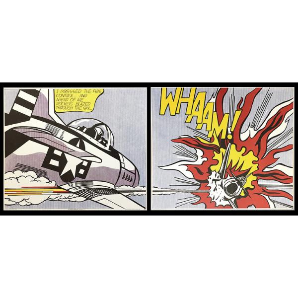 リキテンシュタイン1963年制作オリジナルペインティング 『Whaam!』(Tate Gallery所蔵)のリプロダクションプリント。何度か再版されているうちの1984年制作(と思われる)のセカンドエディション版 (3M682) です。 シ...