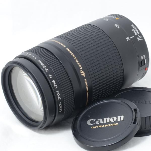 Canon キャノン EF 75-300mm F4-5.6 II USMウルトラソニックモーターを搭載し素早いAFが可能！フルサイズ機にも対応した超望遠ズームレンズです！各種イベント、遠景撮影など様々なシーンでご活用いただけます！☆外観コン...